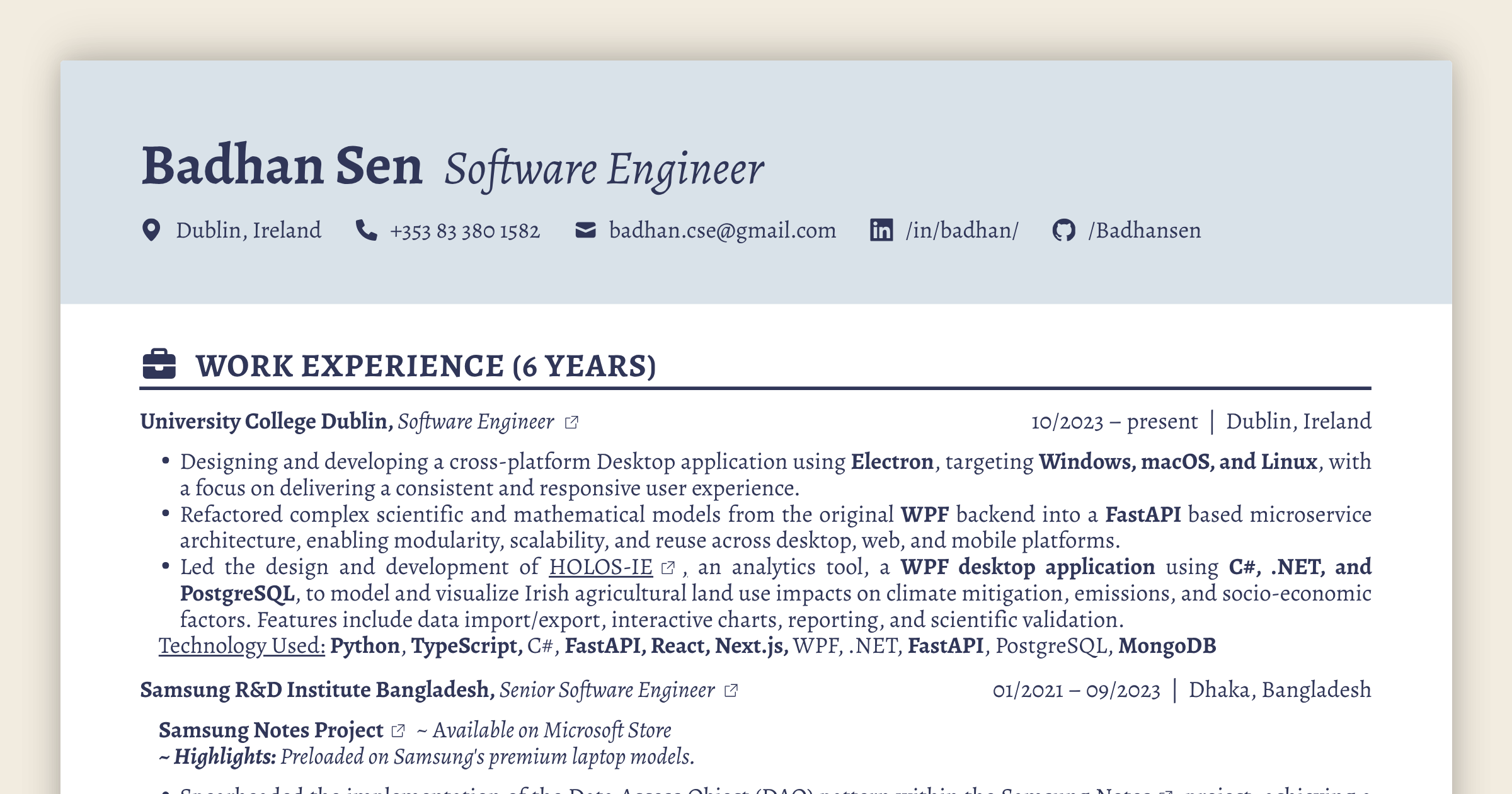 Badhan Sen – Online Resume