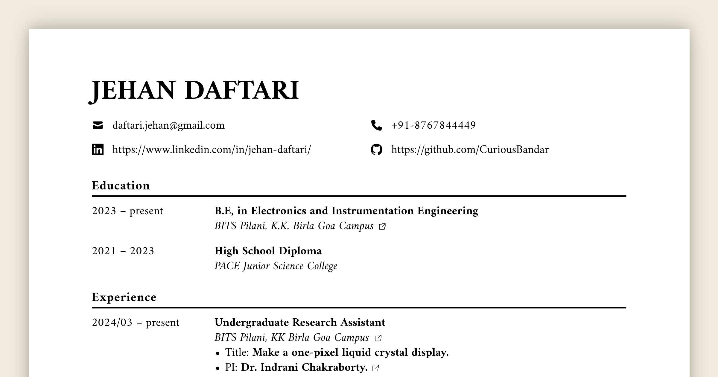 JEHAN DAFTARI – Online Resume