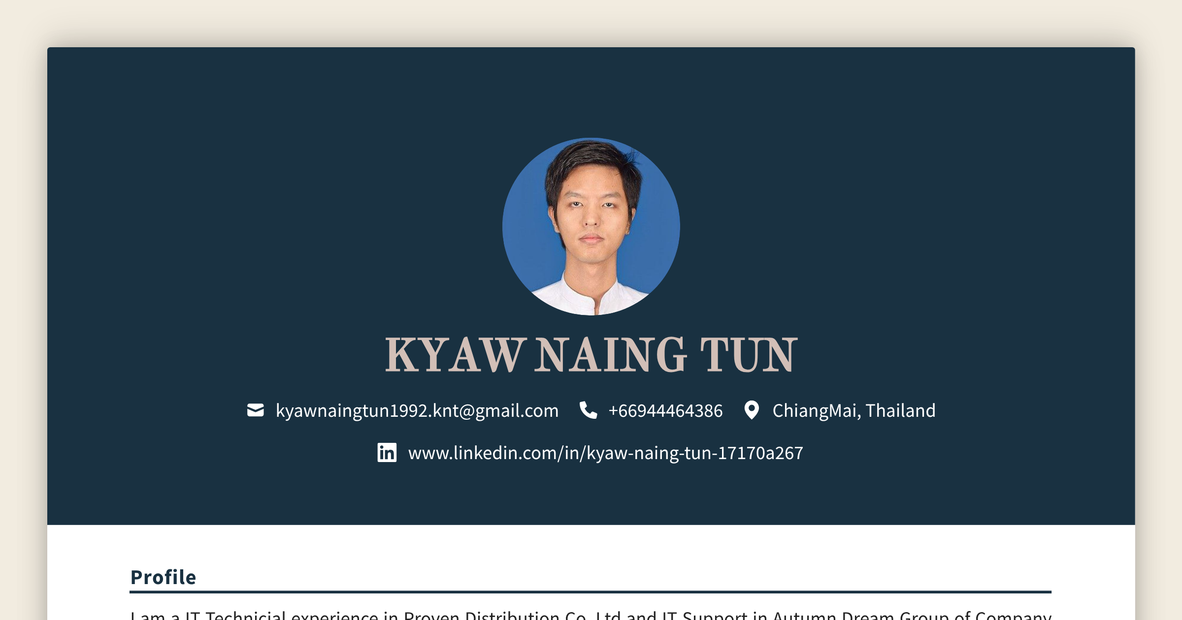 KYAW NAING TUN – Online Resume