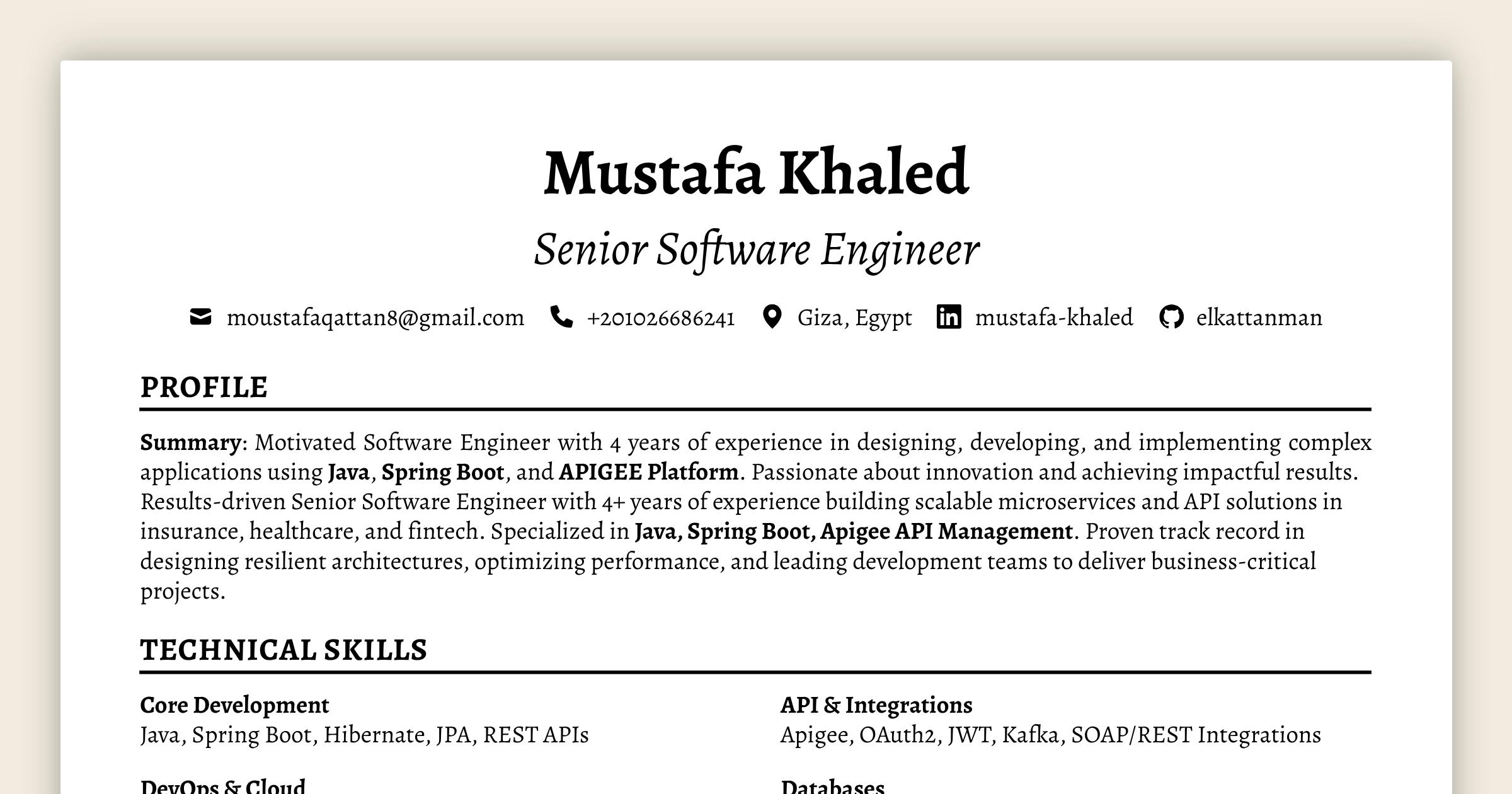 Mustafa Khaled – Online Resume