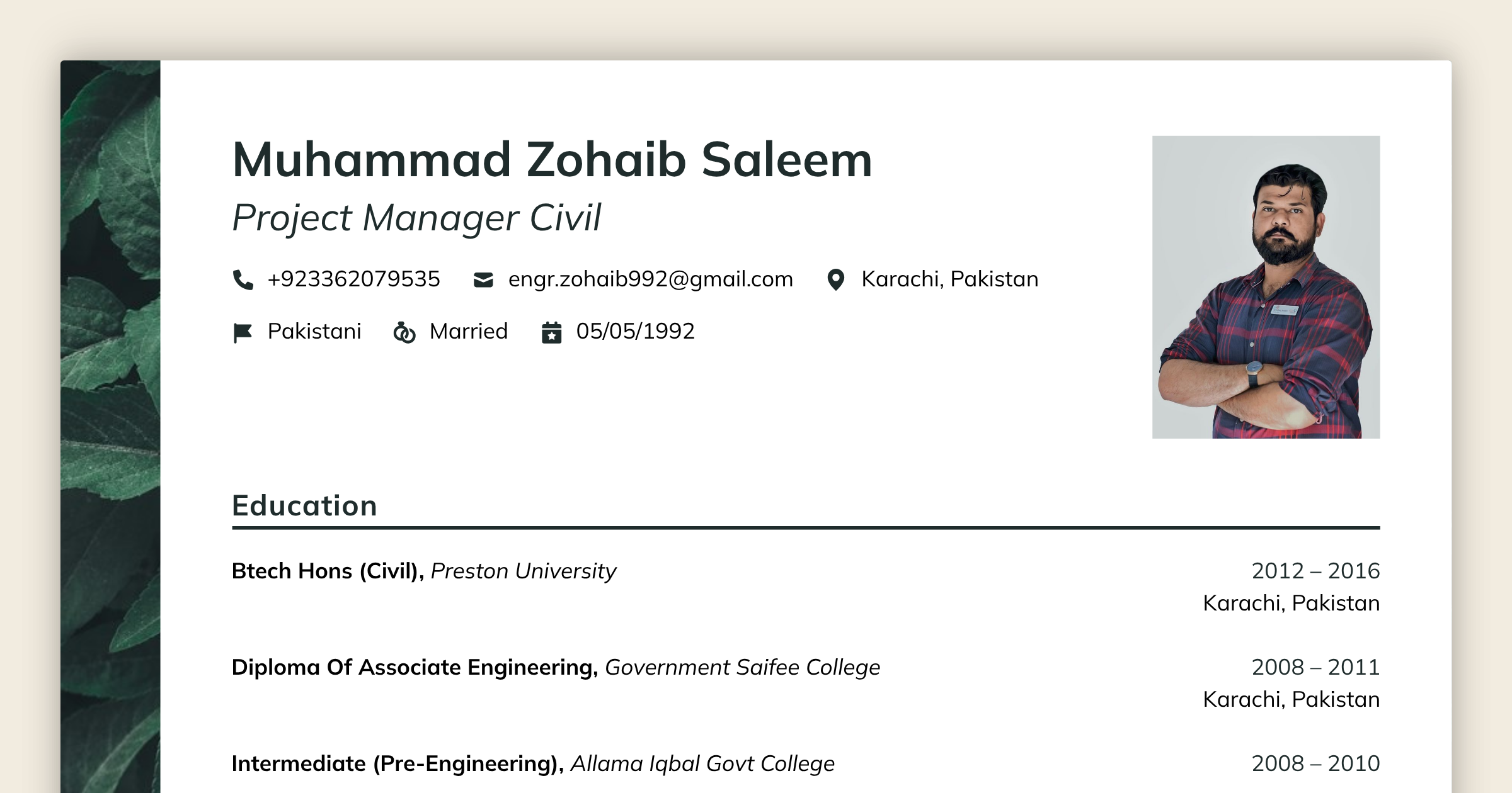 Muhammad Zohaib Saleem – Online Resume