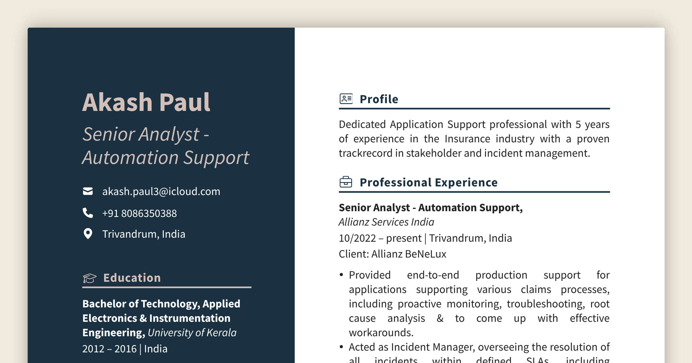 Akash Paul – Online Resume