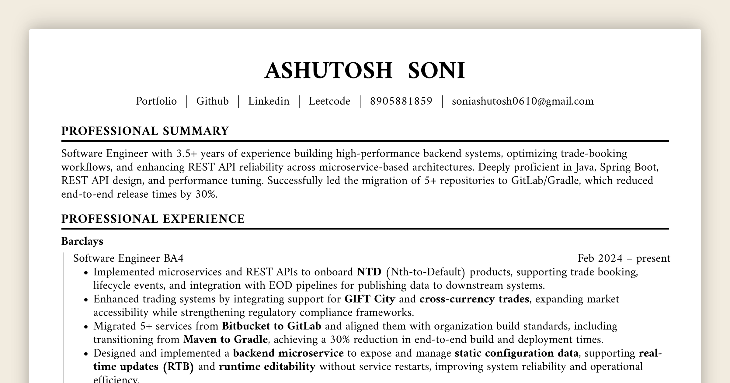 ASHUTOSH SONI – Online Resume