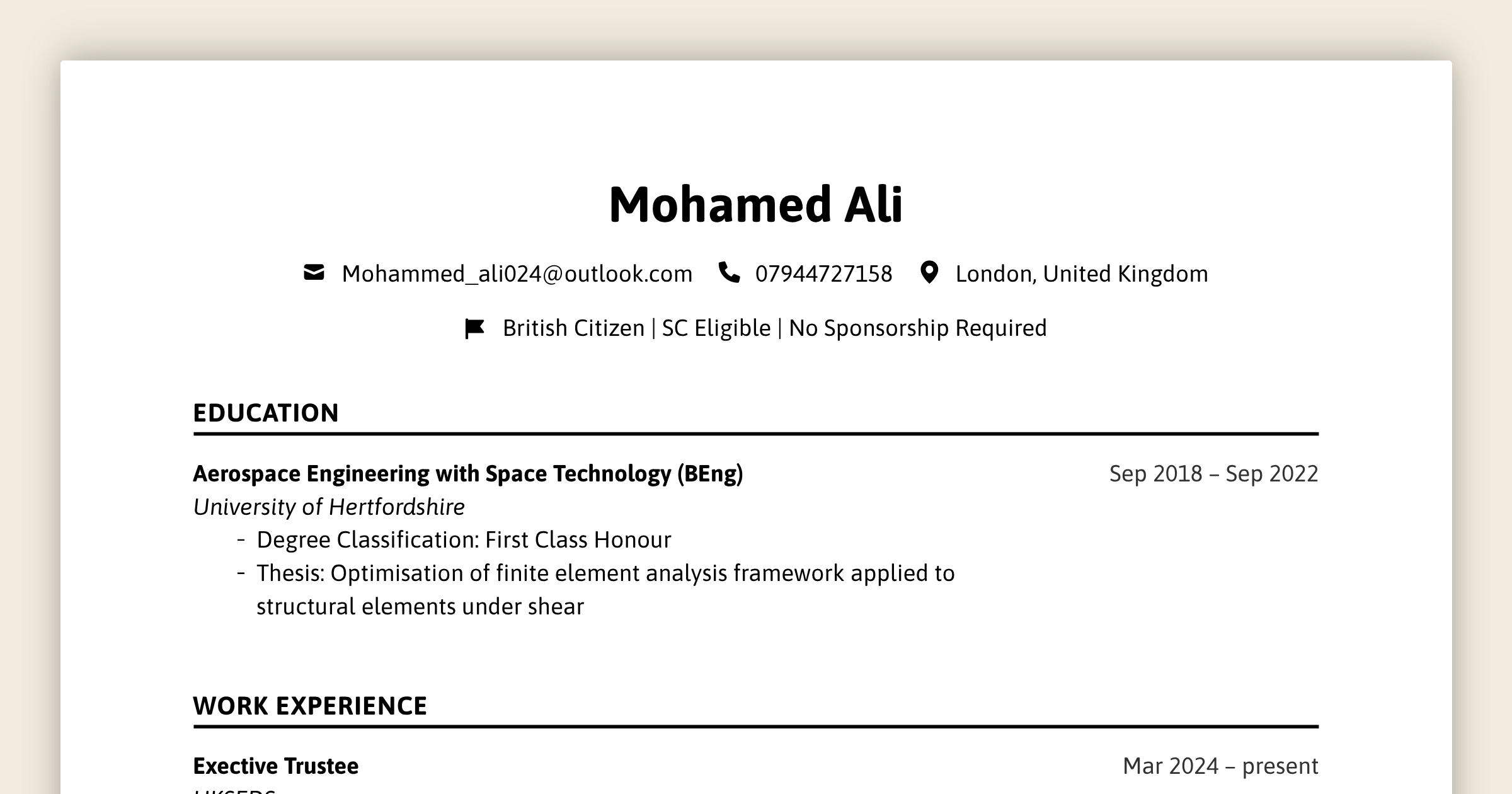Mohamed Ali – Online Resume